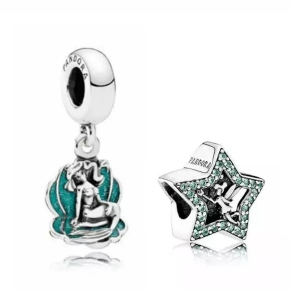Pandora | Jewelry | Pandora Tinkerbell And Ariel Charm Set | Poshmark